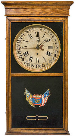 Regulator Clock; Sessions, No 2, 8-Day, Calendar, Oak, 34 inch.