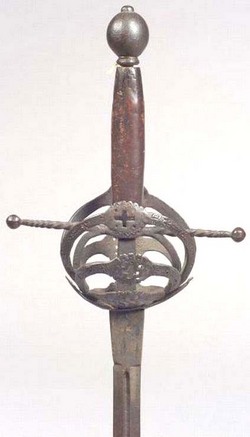 Sword; Rapier, Basket Hilt, Wood Grip, Pierced Guards, Continental.