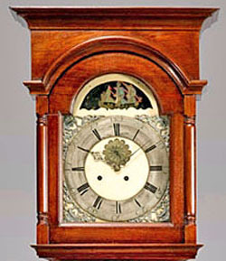 Tall Case Clock; Pennsylvania, Federal, Hoff (George), Mahogany, Flat Top, 90 inch.
