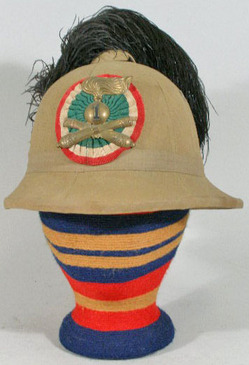 Helmet; Italian Army, Pith, Artillery, Cannons Insignia, Plume, WWII Era.