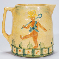 Roseville Pottery; Utility Ware, Pitcher, Teddy Bears, 7 inch.