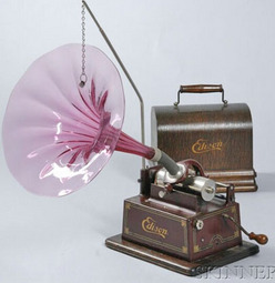 Phonograph; Edison, Red Gem Model D, Glass Horn, Combination K Reproducer.