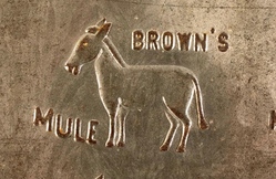 Advertising-Tobacco; Brown's Mule Plug, Stamp Mold, Tin, 12 inch.