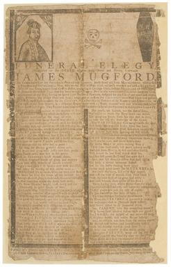Broadside; Political, Funeral Elegy for Captain James Mugford, 1776.