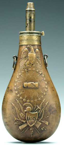 Powder Flask; Ames, Peace Flask, Eagle, Circle of Stars, 1838.