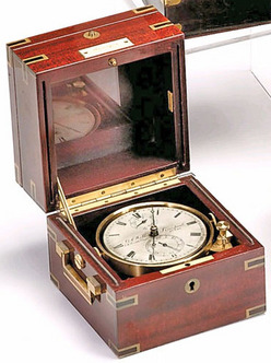 Ship's Clock; Walker, Chronometer, Gimbaled, Case.