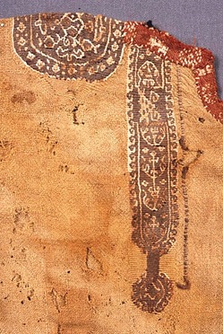 Fabric; Coptic, Child's Tunic, Linen & Wool, Framed.