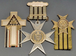 Lodge; Knights Templar, Pins (3), York Cross of Honor, York Rite Mason ...