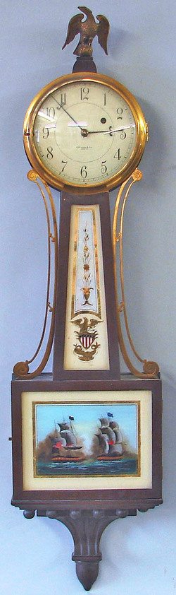 Banjo Clock; Howard (E), Banjo, 8-Day, Mahogany, 40 inch.