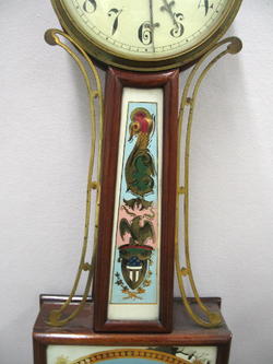 Banjo Clock; Kimall & Co, Mahogany & Brass, Reverse Painted Tablets, 40 ...