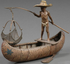 Bronze Sculpture; Bergman (Franz), marked B in Vase, Figure of Native ...