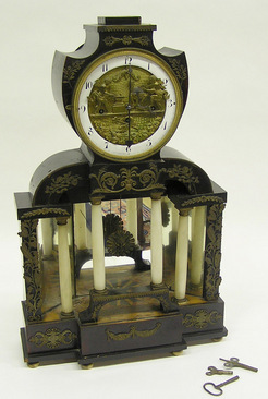 Mantel Clock; Biedermeier, Automaton Dial, Cupids & Arrows, Mirrored ...
