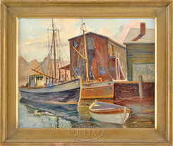 Enwright, JJ (Hjalmar Amundsen); Oil on Canvas Marine Painting, signed ...