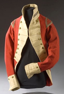 Uniform; War of 1812 Era, Coat, Militia Musician, Red Wool, Dble-Breasted.