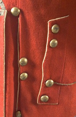 Uniform; War of 1812 Era, Coat, Militia Musician, Red Wool, Dble-Breasted.