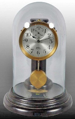 Mantel Clock; Poole Mfg Co, Glass & Bakelight, Battery, Dome.