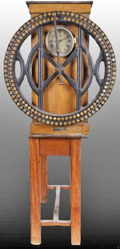 Time Recorder Clock; International London, Oak, Stand, 37 inch.