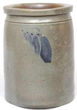 Stoneware; Lehew (WH), Crock, Cobalt Swag Decoration, 8 inch.