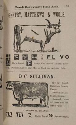 Reference; Colorado Cattle & Horse Brands, Bent County, 1885.
