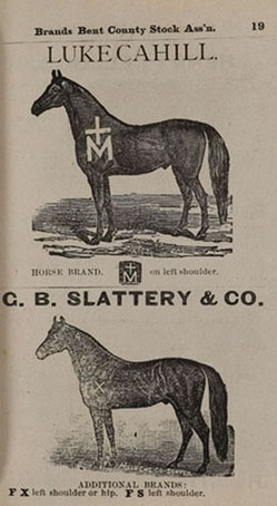 Reference; Colorado Cattle & Horse Brands, Bent County, 1885.
