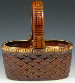 Hull Pottery; Imperial, Basket, Brown, 8 inch.