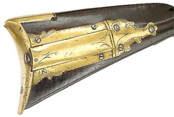 Rifle; Lancaster School, Flintlock, Maple, Brass Patchbox, 50 Caliber.