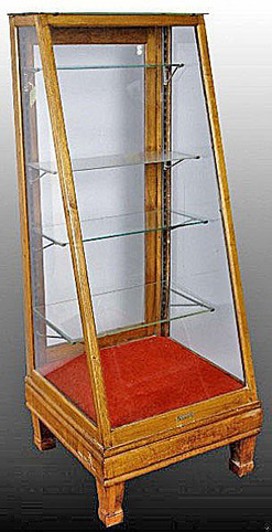 Display Case; Columbus, Floor, Oak, Slant-Front, 4 Shelves, 5 ft.