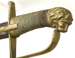 Sword; English, Lion Pommel, Wood Handle, Brass D Guard & Hilt, Leather ...