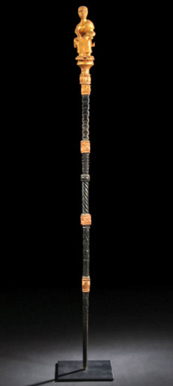 Carving; African, Ghana, Asante, Wood, Linguist Staff, Seated Maternity ...