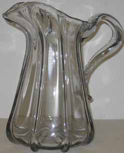 Pittsburgh Glass; Pitcher, Pillar Mold, Flint, 9 inch.
