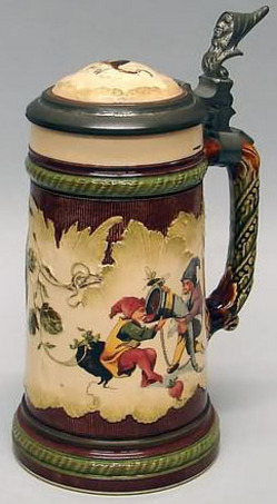 Mettlach; Stein, No 2184, PUG, Gnomes, Inlay Lid, 1/2 Liter.