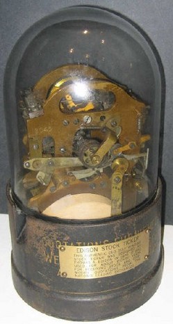 Mechanical Device; Edison Stock Ticker, No 35-A, JH Bunnel, Dome.