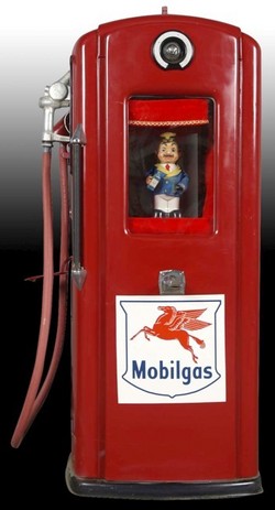 Gas Station; Pump, Mobil, Pegasus, Coin-Op Figure, Restored.