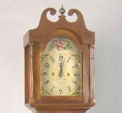 Tall Case Clock; Canadian, Twiss (J&H), Pine, Gooseneck, 84 inch.