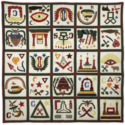 Quilt; Tennessee, Pieced & Applique, Masonic-Symbol Blocks, Solids ...