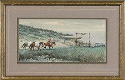 Deuel, Austin; Watercolor Painting, signed, At the Gates of the Ranch ...