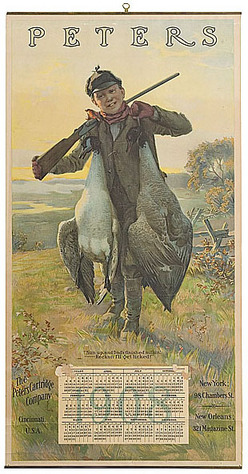 Calendar; Peters Cartridge Co, 1907, Boy with Geese, 27 inch.