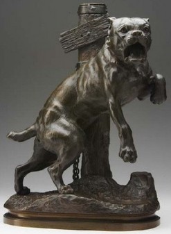 Bronze Sculpture; Valton (Charles), signed, Chained Mastiff, Passez Au ...