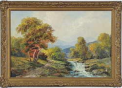 Eicher, R; Oil on Canvas Painting, signed, Landscape with Trees and a ...