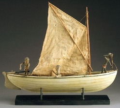 Model; Whale Boat, Rigged, Linen Sails, Accessories, 18 inch.