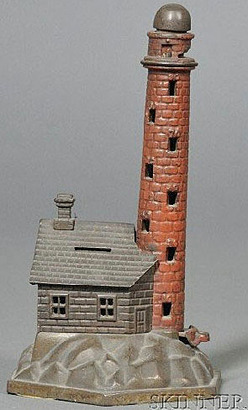 Mechanical Bank; Cast Iron, Lighthouse.