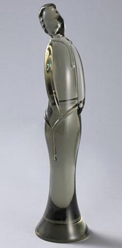 Art Glass; Sculpture Figure, Female, Smokey, 15 inch.