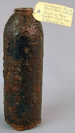 Munitions; Parrott Shell, Brass Fuse Cap, Civil War, Confederate, 9 inch.