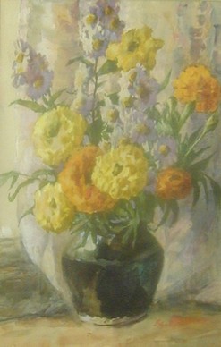 Forkner, James Edgar; Watercolor Painting, signed, Still Life of Vase ...