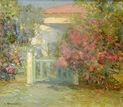 Bonamici, Louis; Oil on Canvas Painting, signed, Garden Scene with ...