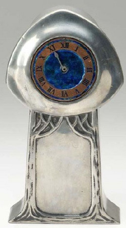 Mantel Clock; Liberty, Tudric Pewter, Art Nouveau, Stylized Trees ...