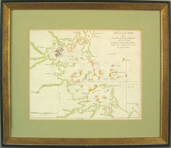 Map; Boston Harbor & Town Map, Revolutionary War Era, 1775, 13 inch.