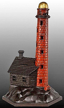 Mechanical Bank; Cast Iron, Lighthouse.