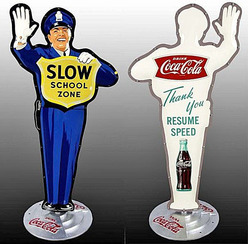 Coca-Cola; Sign, Policeman Crossing Guard, Slow School Zone, 1962, Cast ...