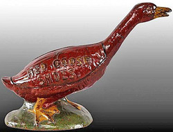 String Holder; Red Goose Shoes, Figural Goose, Cast Iron, 15 inch.